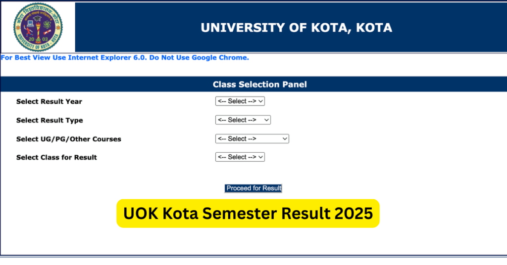 UOK Kota Semester Result 2025, Check UG & PG Courses Result